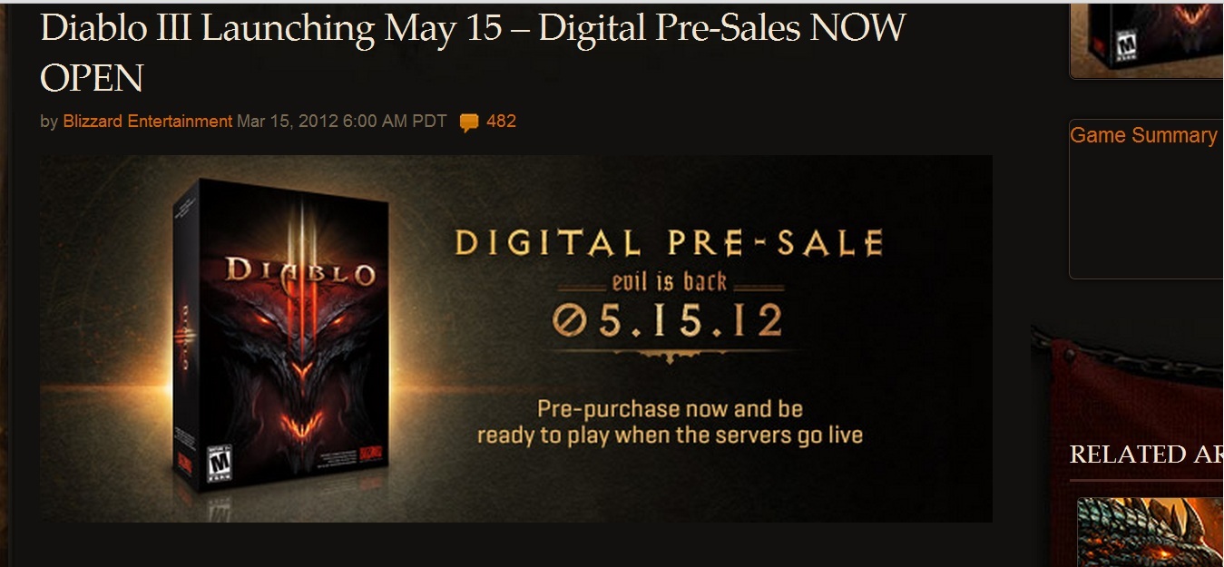 Diablo III launch announcement not without controversy - The World from PRX