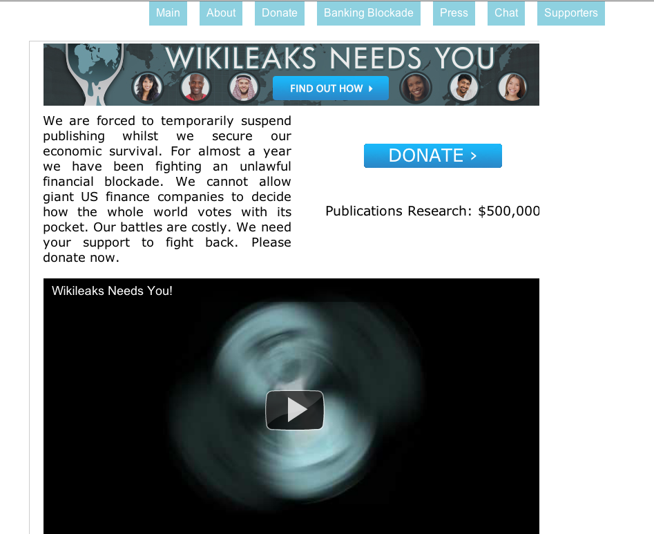 Wikileaks claims U.S. financial companies are 'blockading' it, suspends ...