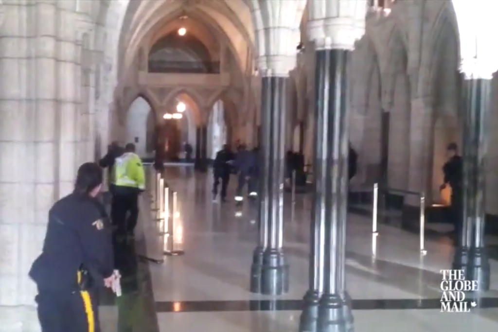 Watch terrifying video as gunshots are fired in Canada's parliament ...