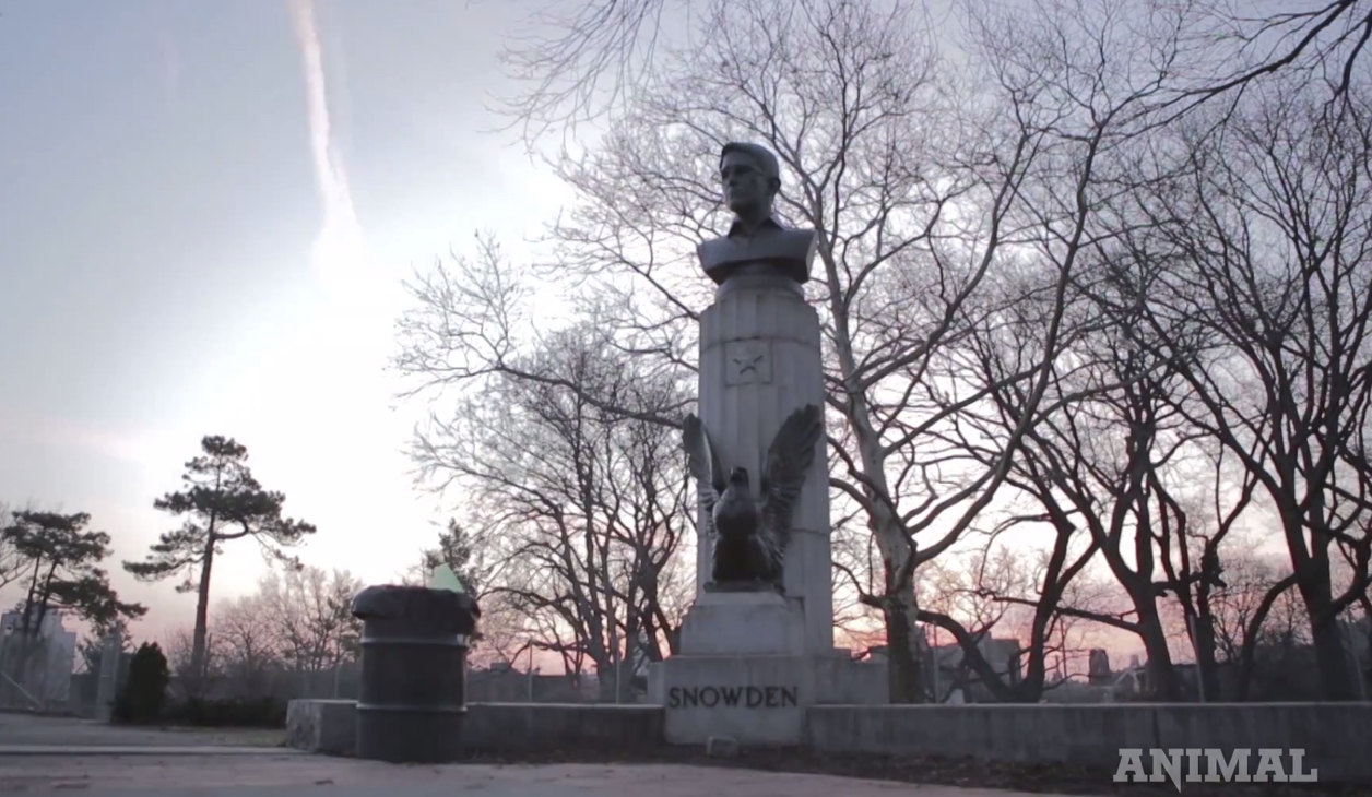 A giant statue of Edward Snowden appeared overnight in a Brooklyn park ...
