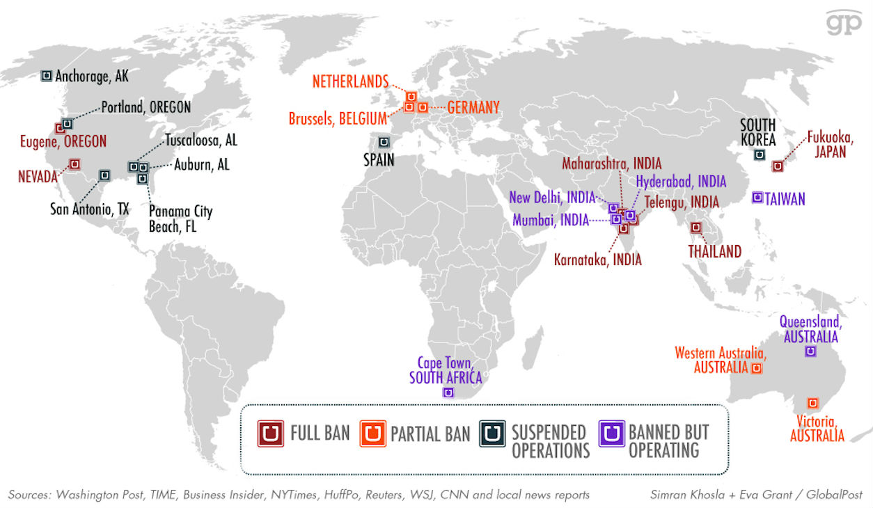 These are the places that are trying to put the brakes on Uber - The ...