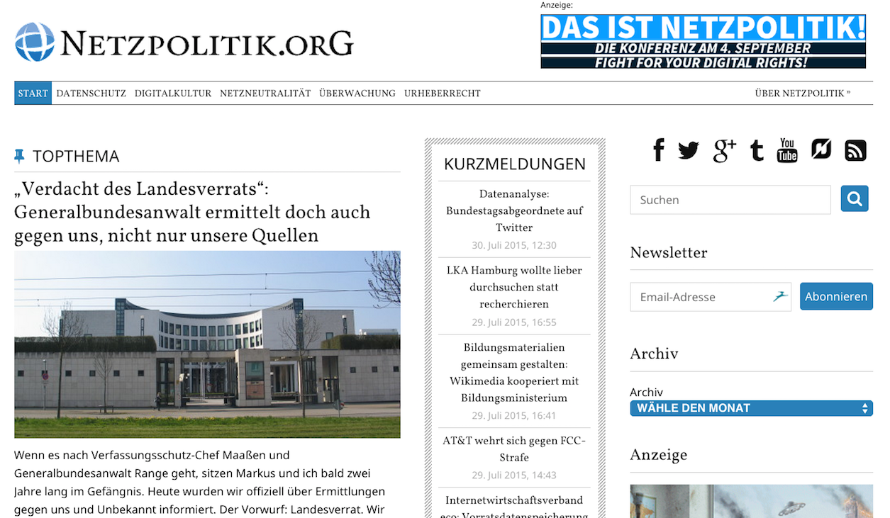 German journalists face treason charges for the first time in decades ...