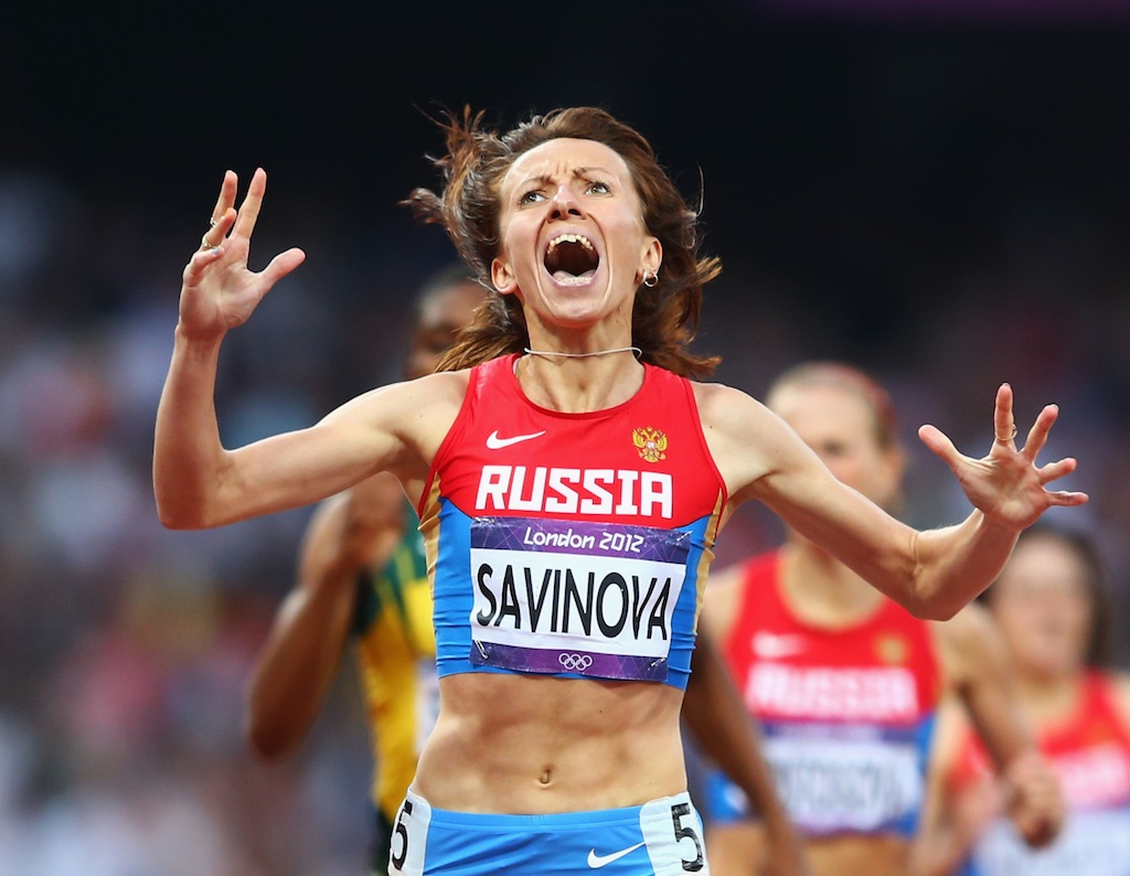 Mariya Savinova of Russia takes gold in the women's 800-meter final ...