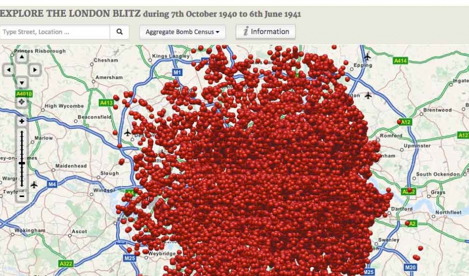 Bomb Sight Project maps where bombs fell on London during World War II