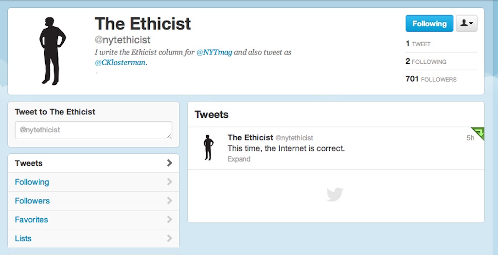 Chuck Klosterman is the New York Times Magazine's new advice columnist ...